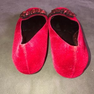 Shellys London | Shoes | Shellys London Red Velvet With Ruffle | Poshmark